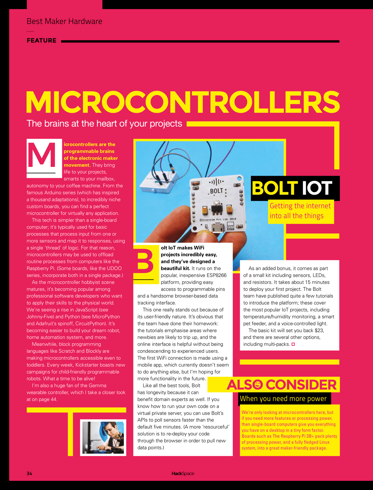 Bolt featured by Raspberry Pi in Hackspace magazine